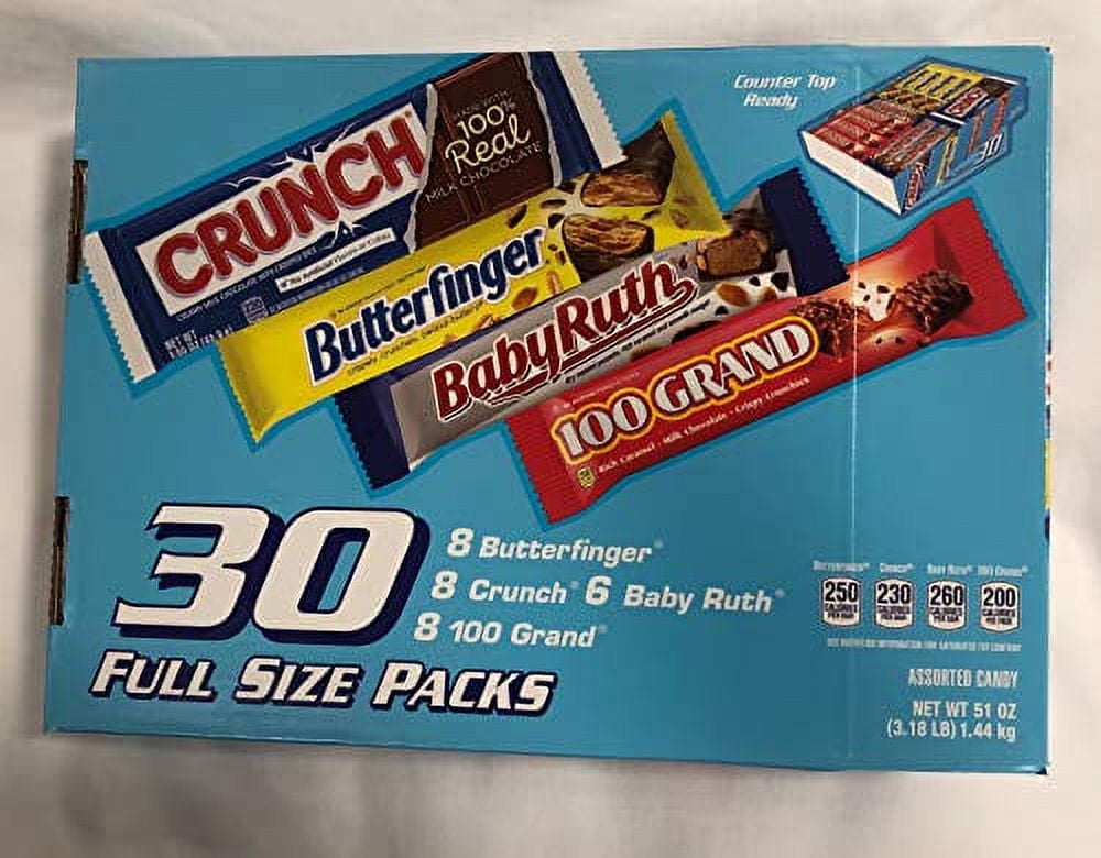Ferrero Variety Pack 30 Candy Bars (8 Butterfinger, 8Crunch, 8-100 ...