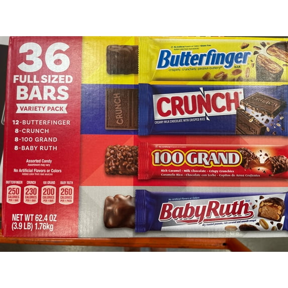 Ferrero Variety Pack, 36 Full Size Candy Bars, Butterfinger, Crunch ...