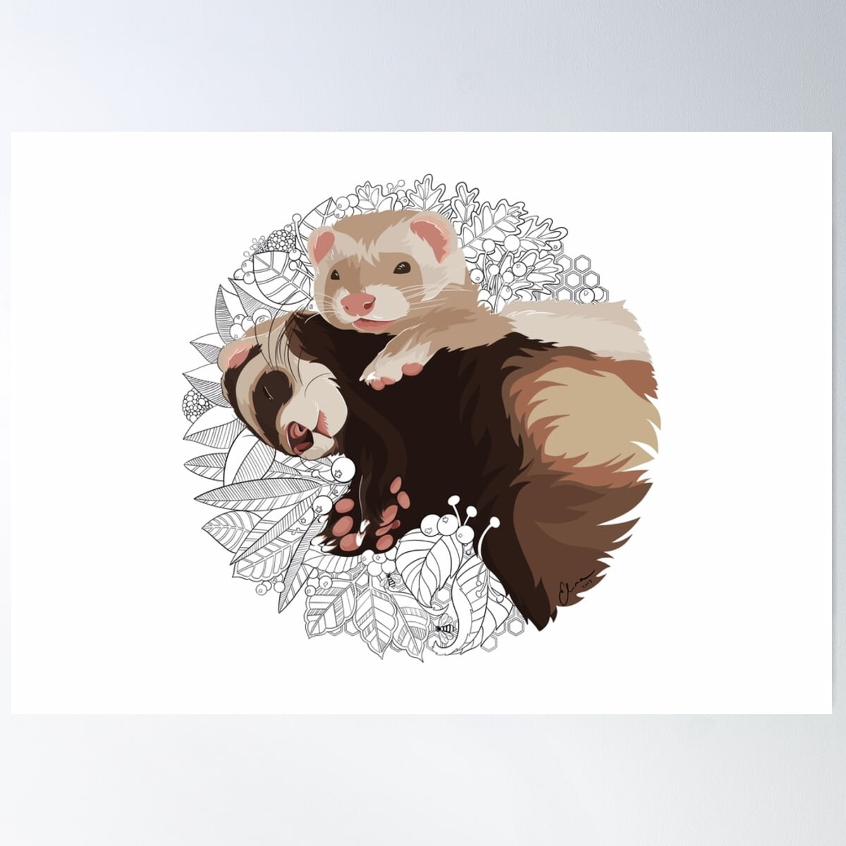 Ferret Art #2 - Elinationart Poster Wall Art, Modern Wall Decor For ...