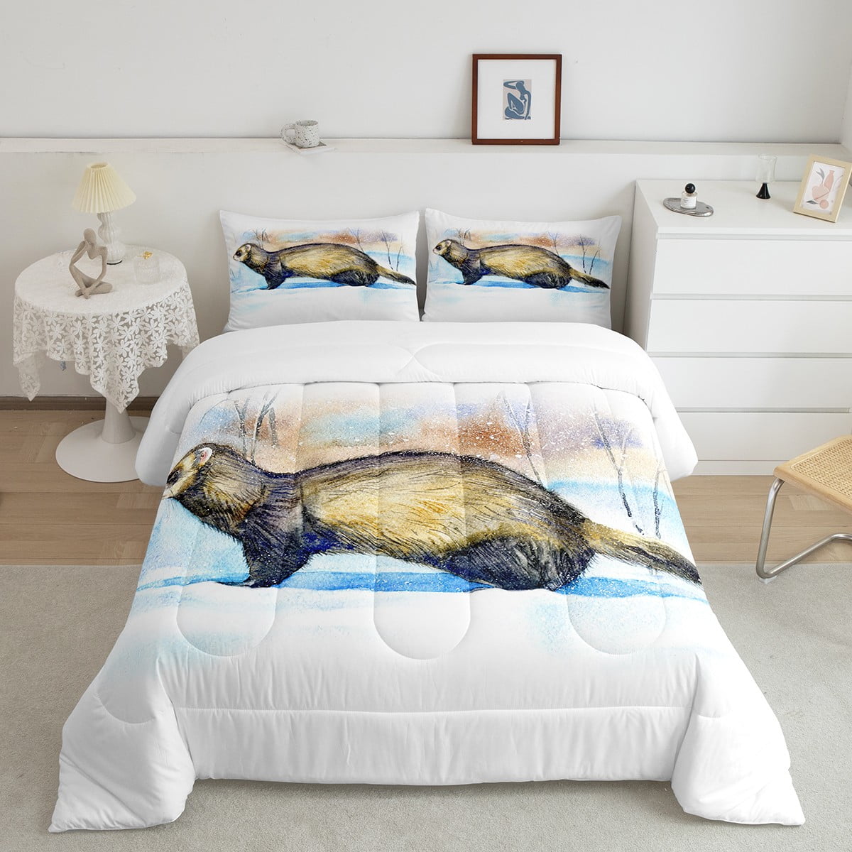Ferret Bedding Set Minks Weasel Animal Quilt Kawaii Wild Animals ...