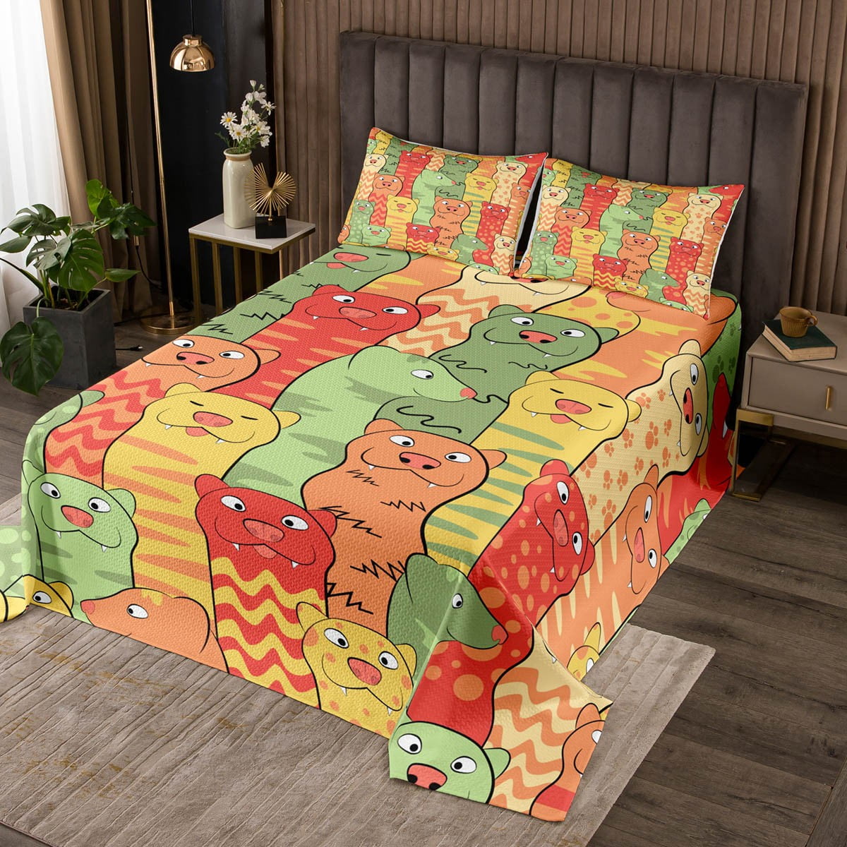 Ferret Bedspread Set Minks Weasel Animal Coverlet Set Kawaii Wild ...