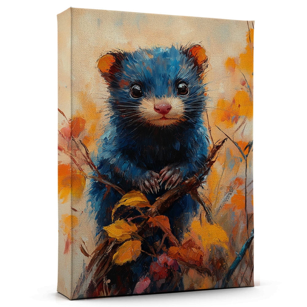Ferret Black Footed Canvas Painting Animal Artwork,Colorful Ferret ...