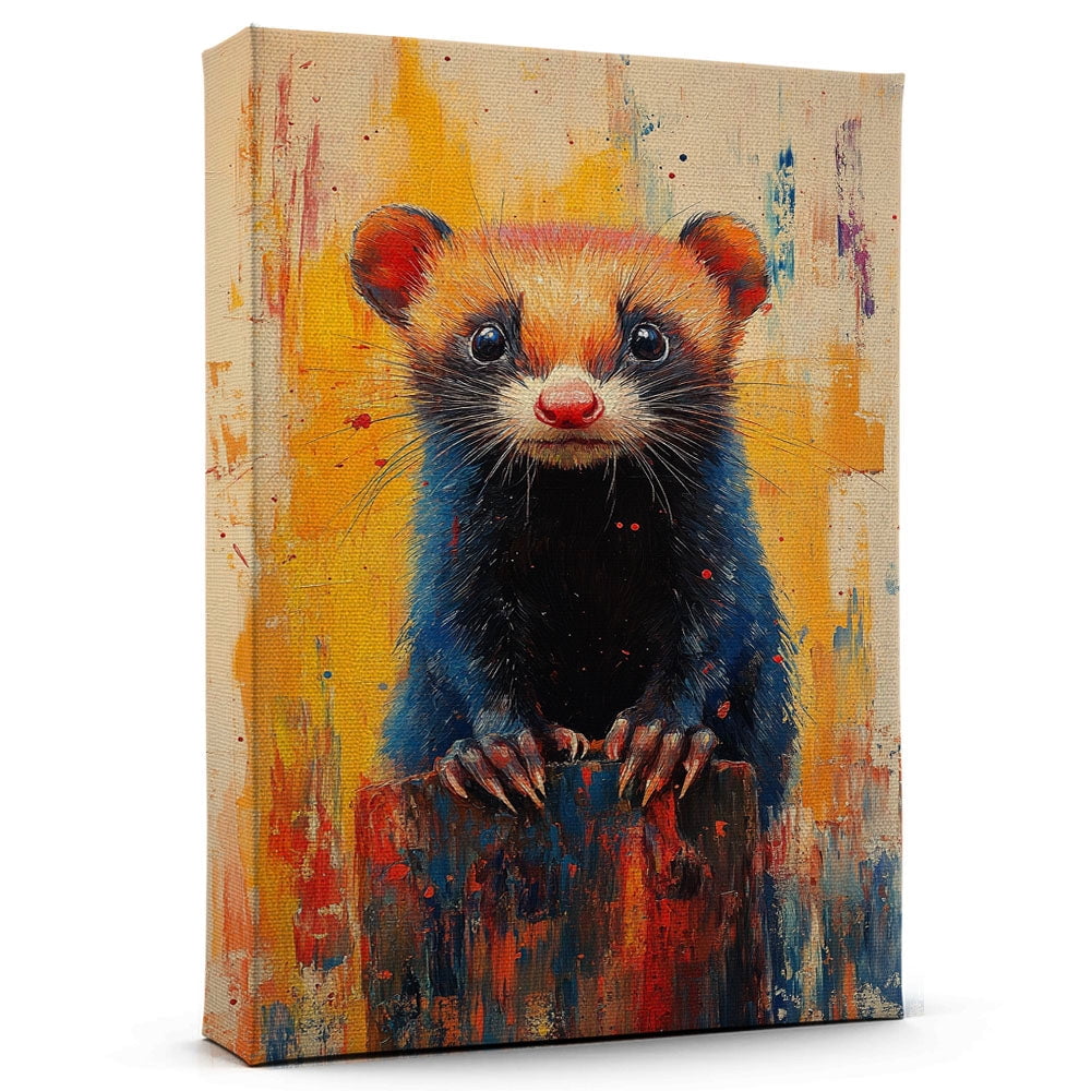 Ferret Black Sable Canvas For Wall, Funny Animal Decor Ferret Black ...