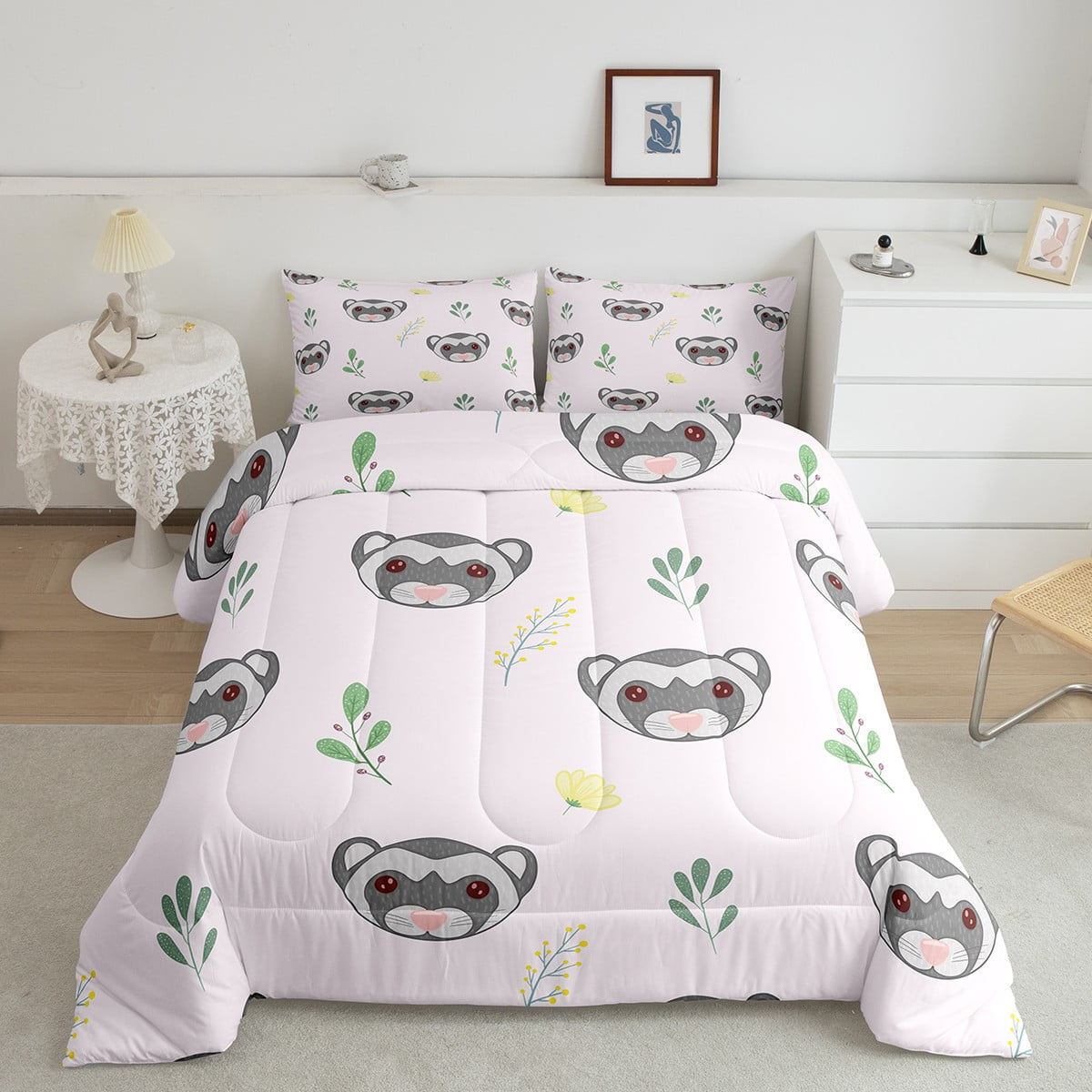 Ferret Comforter Set Kawaii Bedding Set Cute Wild Animals Quilt Full ...