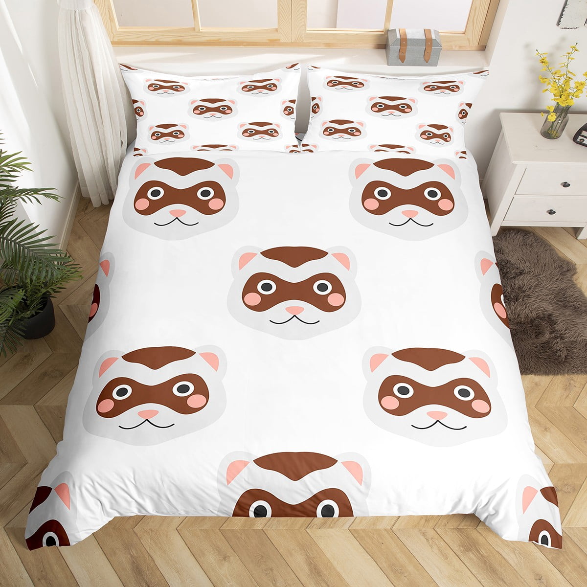 Ferret Duvet Cover Kawaii Bedding Set Cute Wild Animals Comforter Cover ...