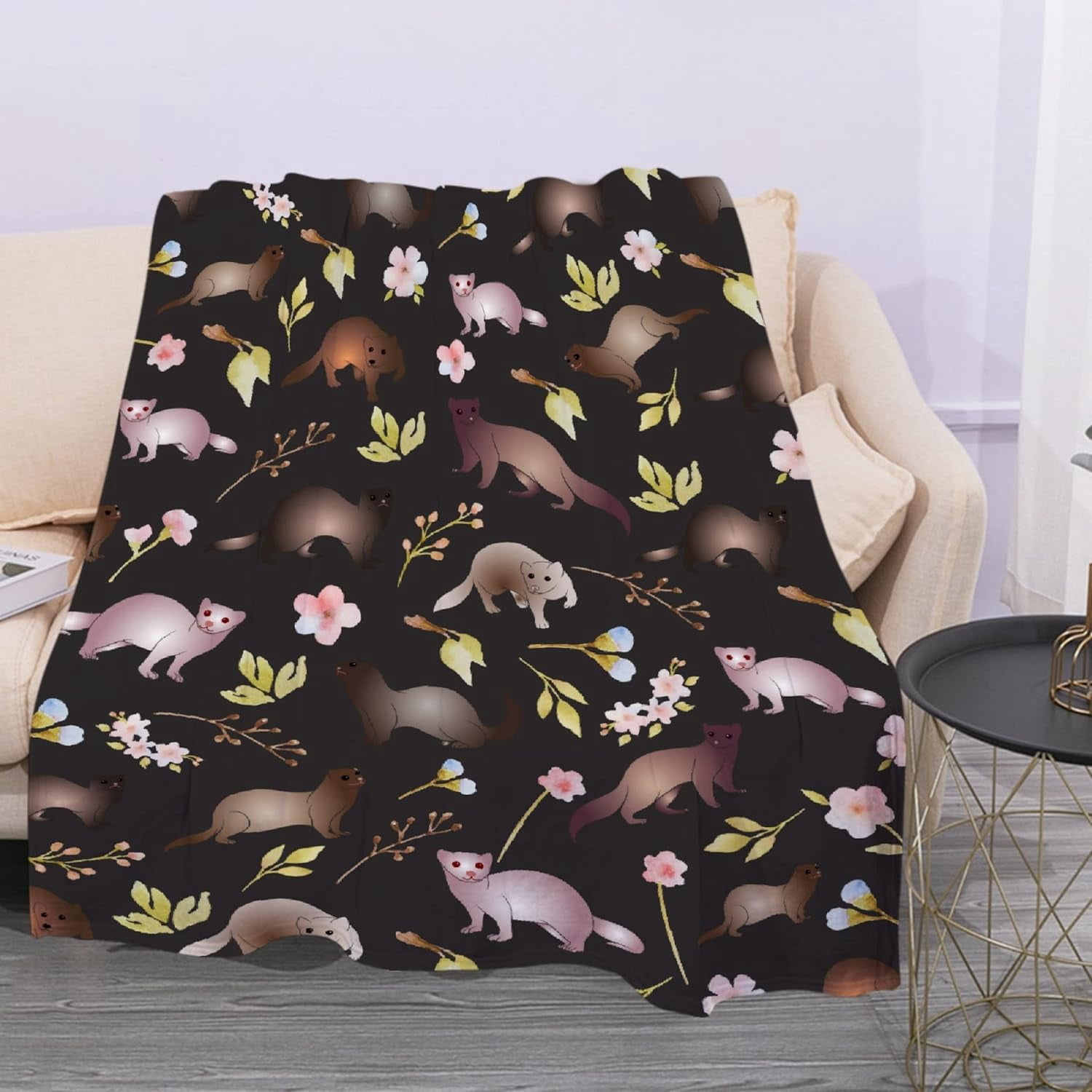 Ferret Fall Blanket Gift for Lightweight Plush Comfy Sheet Super Soft ...