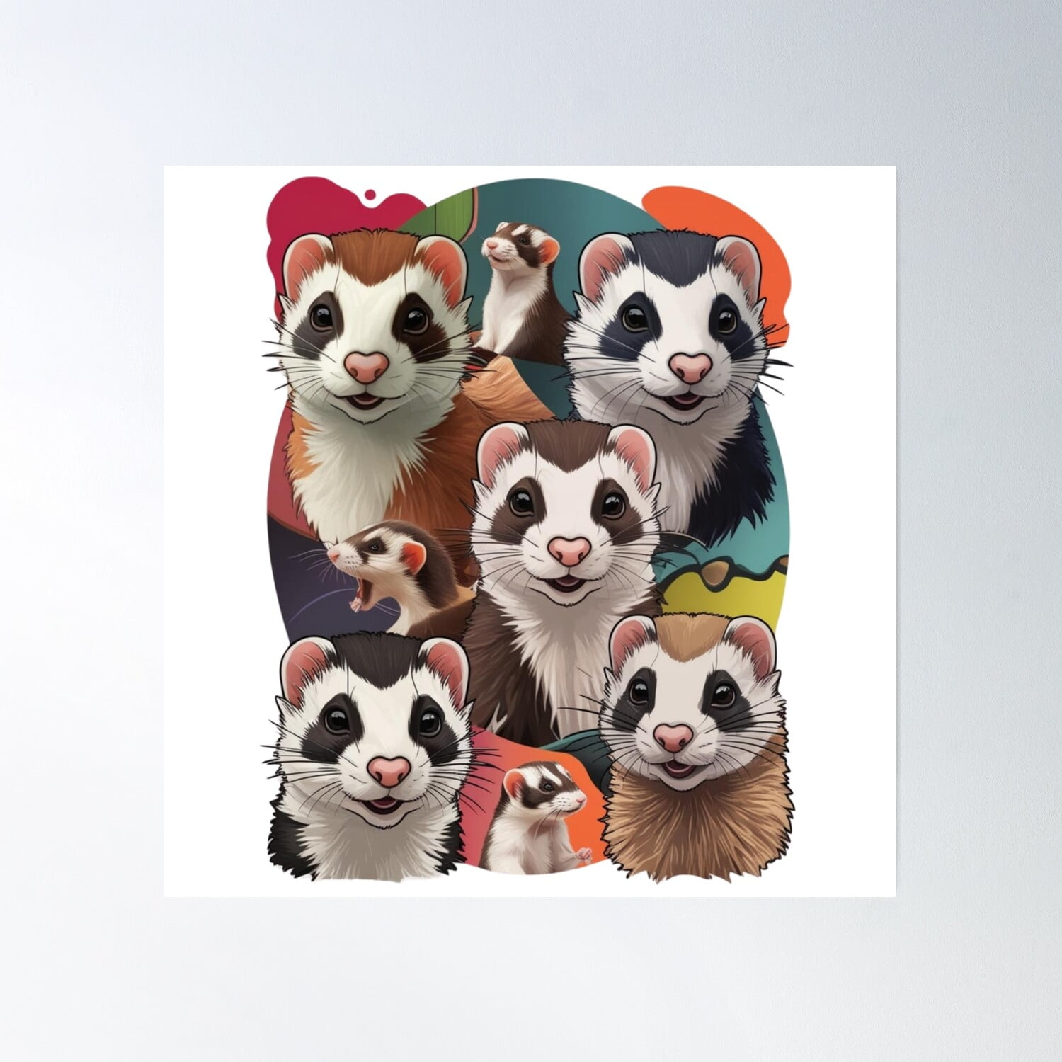 Ferret Life Poster Wall Art, Modern Wall Decor, 16x16 UNFRAMED ...