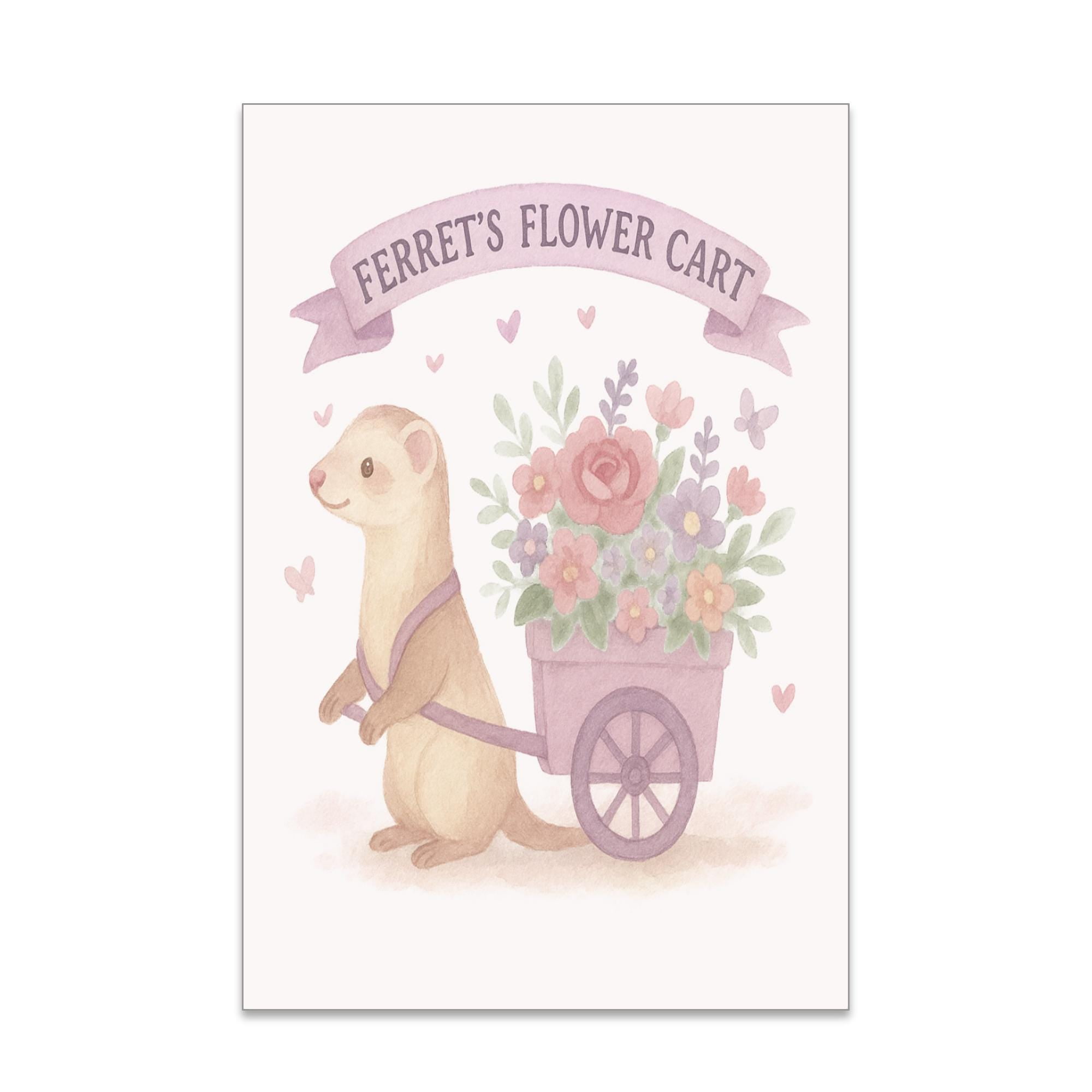 Pastel Botanical Ferret Art - Nursery Decor - 13x19 Poster Print ...