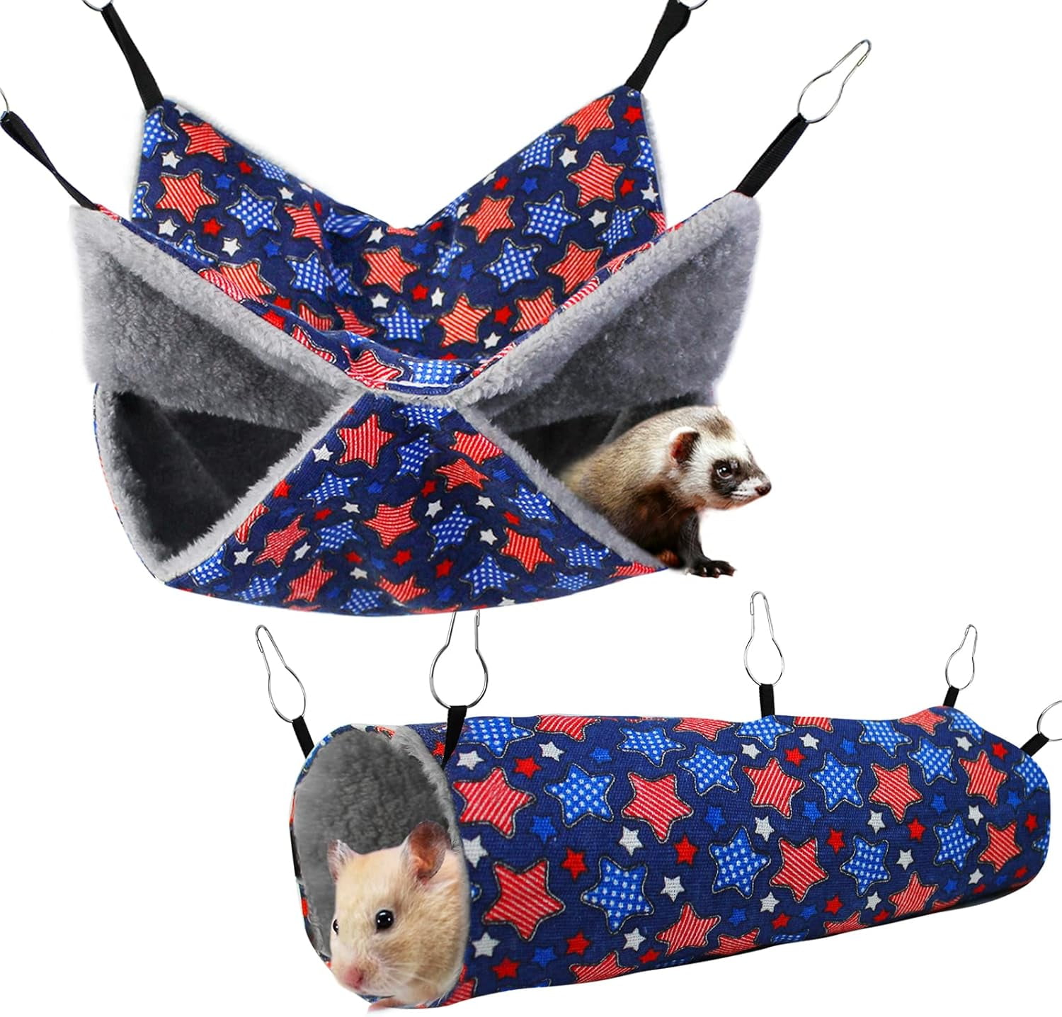 Ferret Rat Hammock Set Guinea Pig Hideout Bed,Soft Hamster Toys Hanging ...