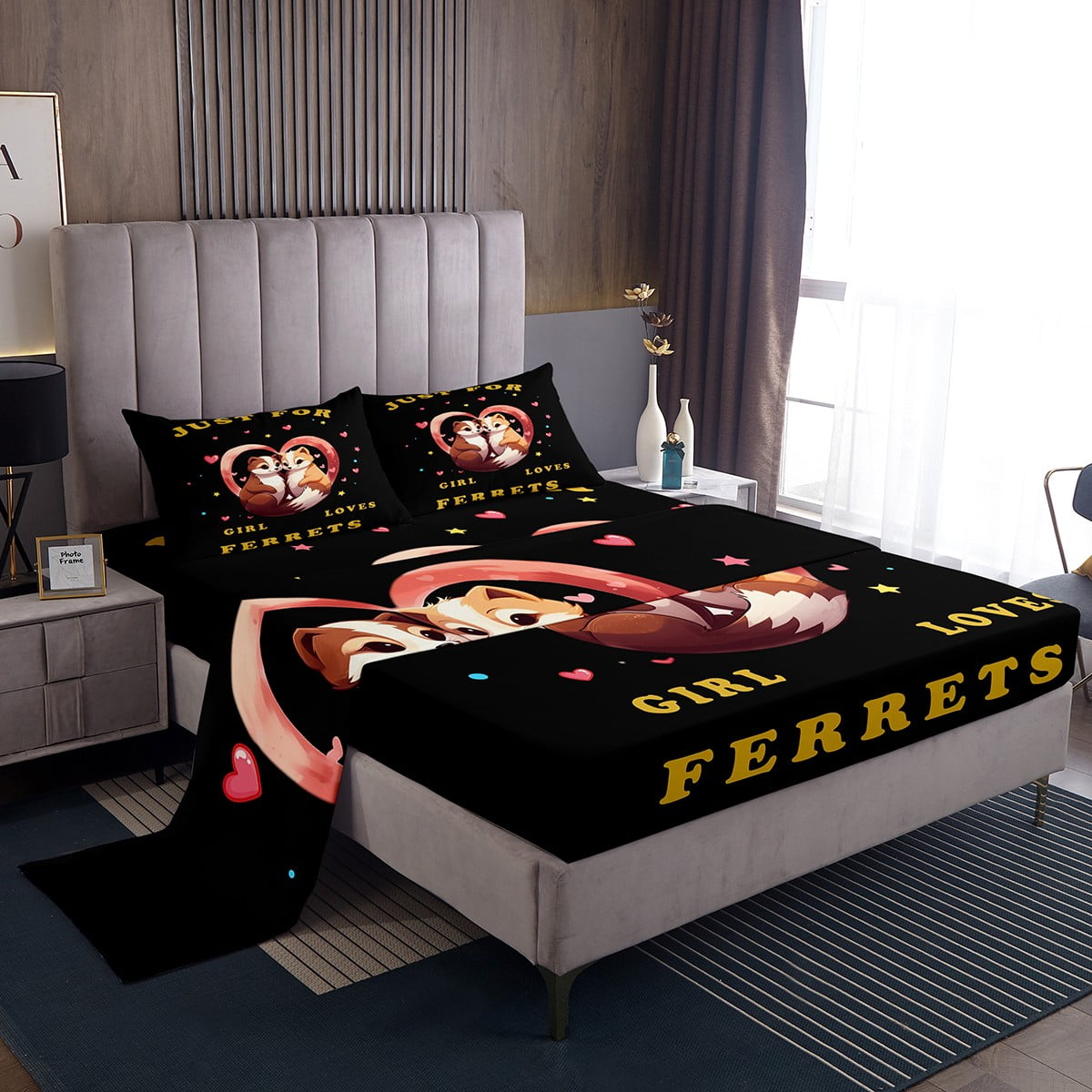 Ferret Sheet Set Just for Girl Loves Ferrets Bed Sheets Set Full,Wild ...