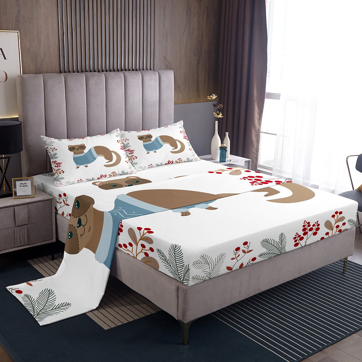 Ferret Sheet Set Minks Weasel Animal Sheets Kawaii Wild Animals Bed ...