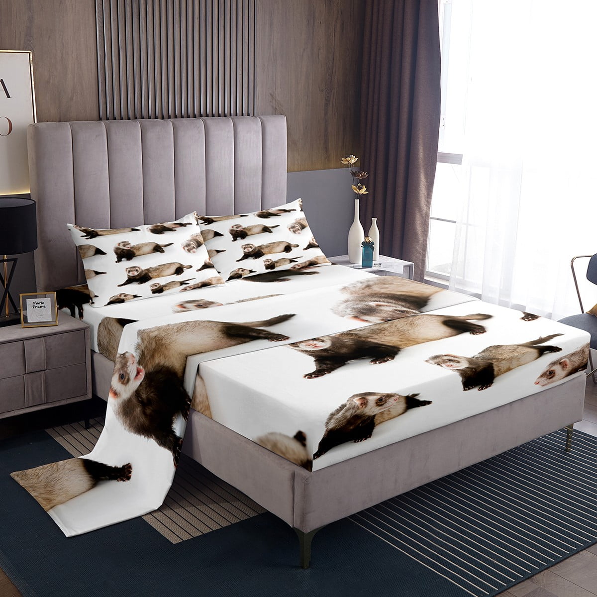 Ferret Sheet Set Minks Weasel Animal Sheets Kawaii Wild Animals Bed ...