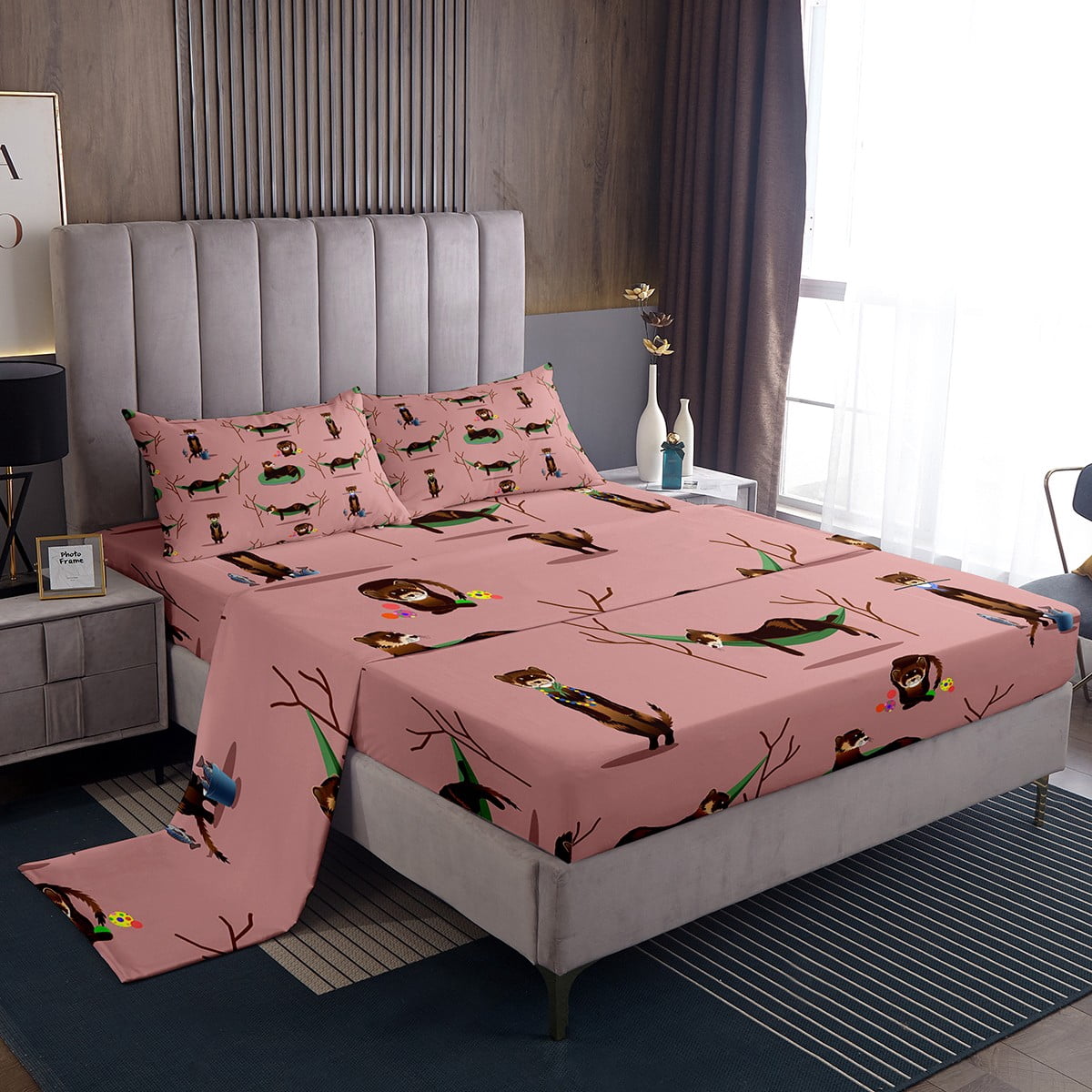 Ferret Sheet Set Minks Weasel Animal Sheets Kawaii Wild Animals Bed ...