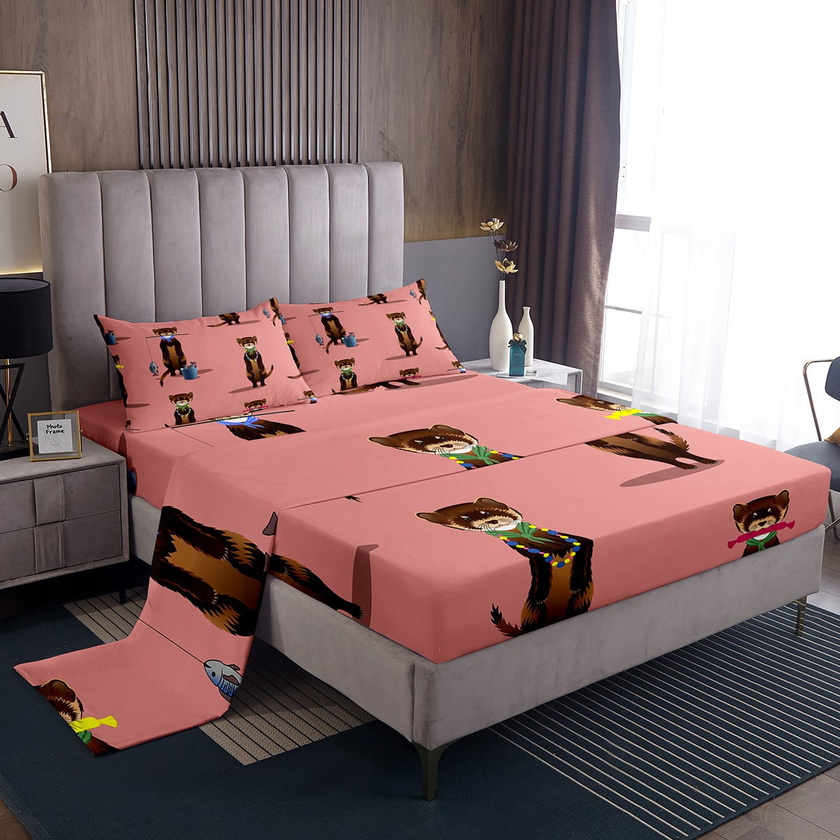 Ferret Sheet Set Minks Weasel Animal Sheets Kawaii Wild Animals Bed ...