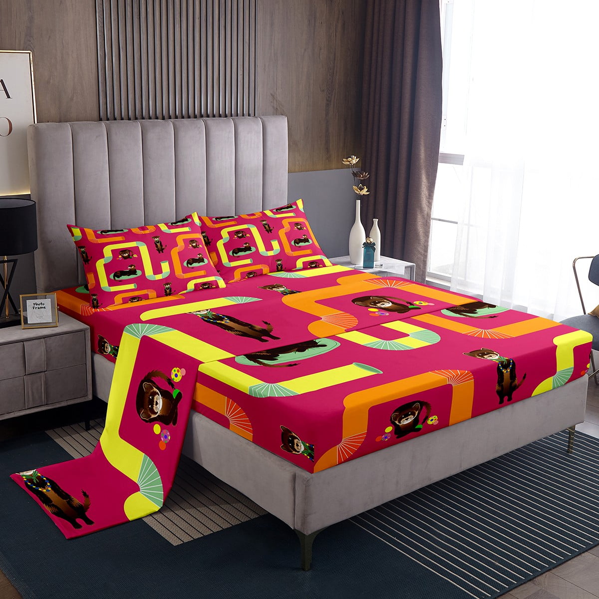 Ferret Sheet Set Minks Weasel Animal Sheets Kawaii Wild Animals Bed ...