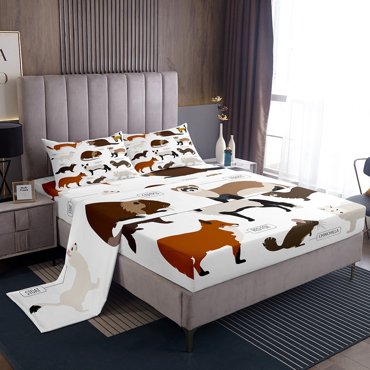 Ferret Sheet Set Minks Weasel Animal Sheets Kawaii Wild Animals Bed ...