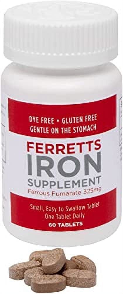 TeviRoom Ferret Iron Supplement, Ferrous Fumarate 325mg, 60 Tablets ...