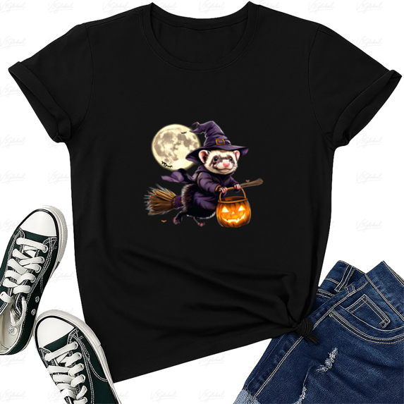 Ferret With Witch Hat Pumpkin Funny Halloween Costume Unisex T-Shirt ...