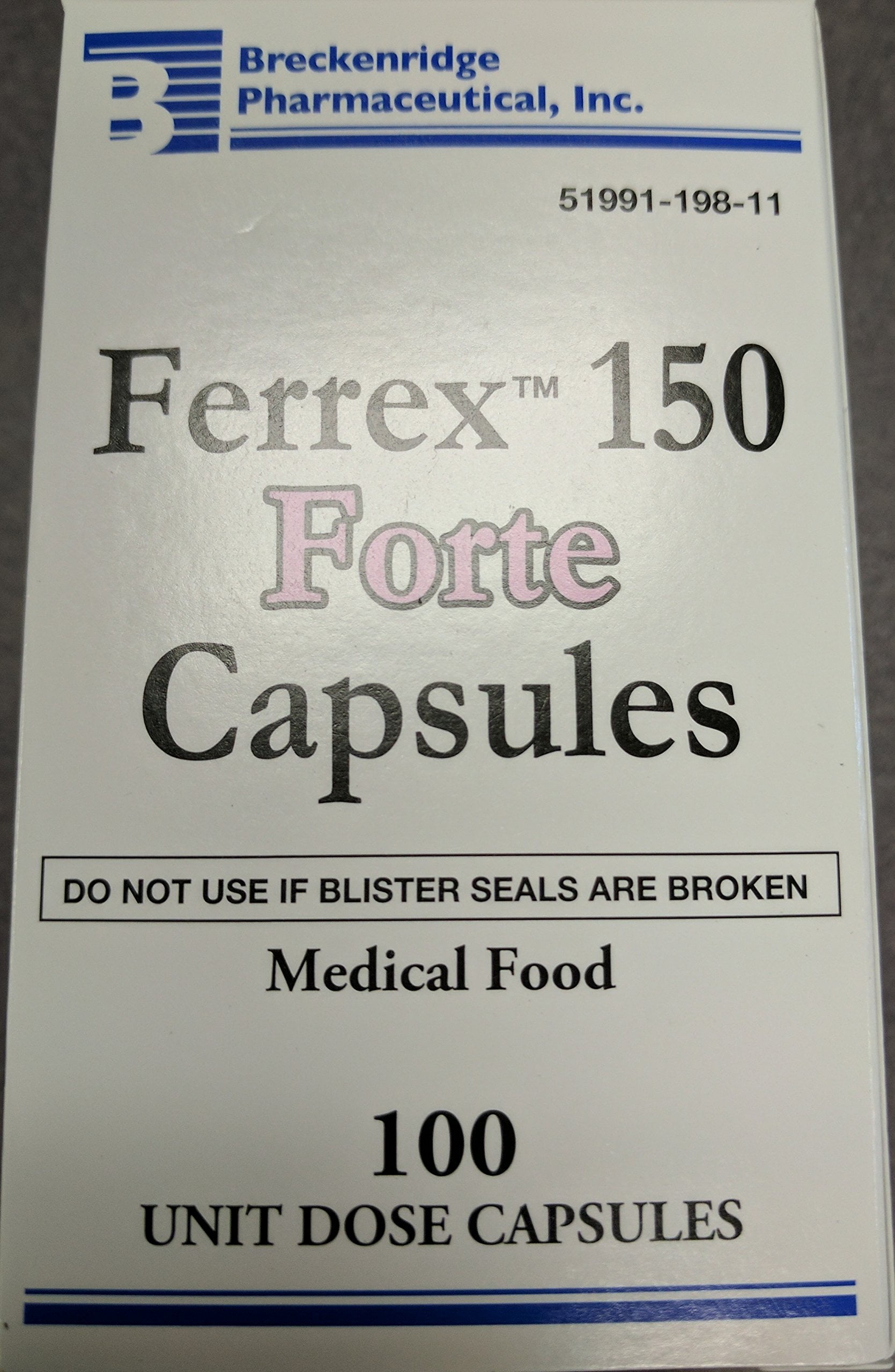 Ferrex 150 Forte Iron Deficiency Anemia Medical Food Capsules - 100 ...