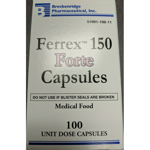 Ferrex 150 Forte Iron Deficiency Anemia Medical Food Capsules - 100 ...