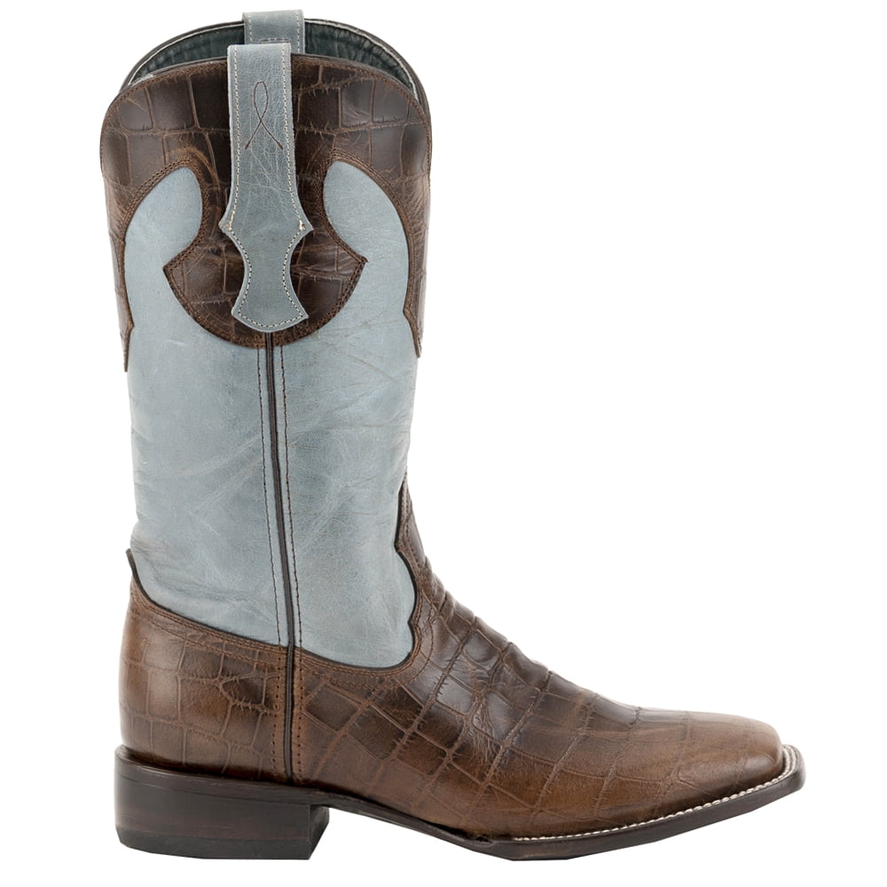 Ferrini Mens Mustang Print Square Toe Cowboy Mid Calf Boots - Walmart.com
