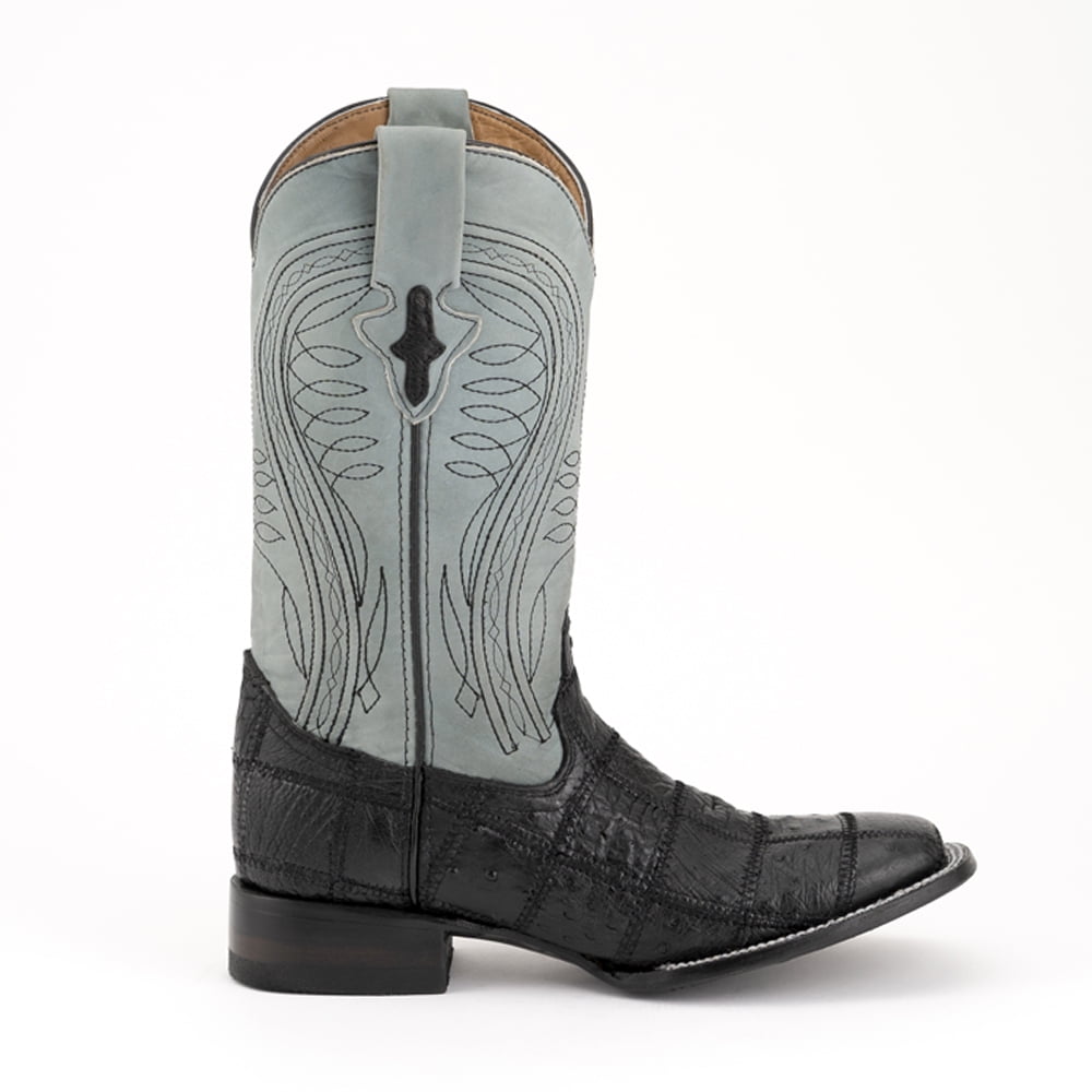 Ferrini Mens Pinto Patchwork Ostrich Square Toe Cowboy Mid Calf Western ...