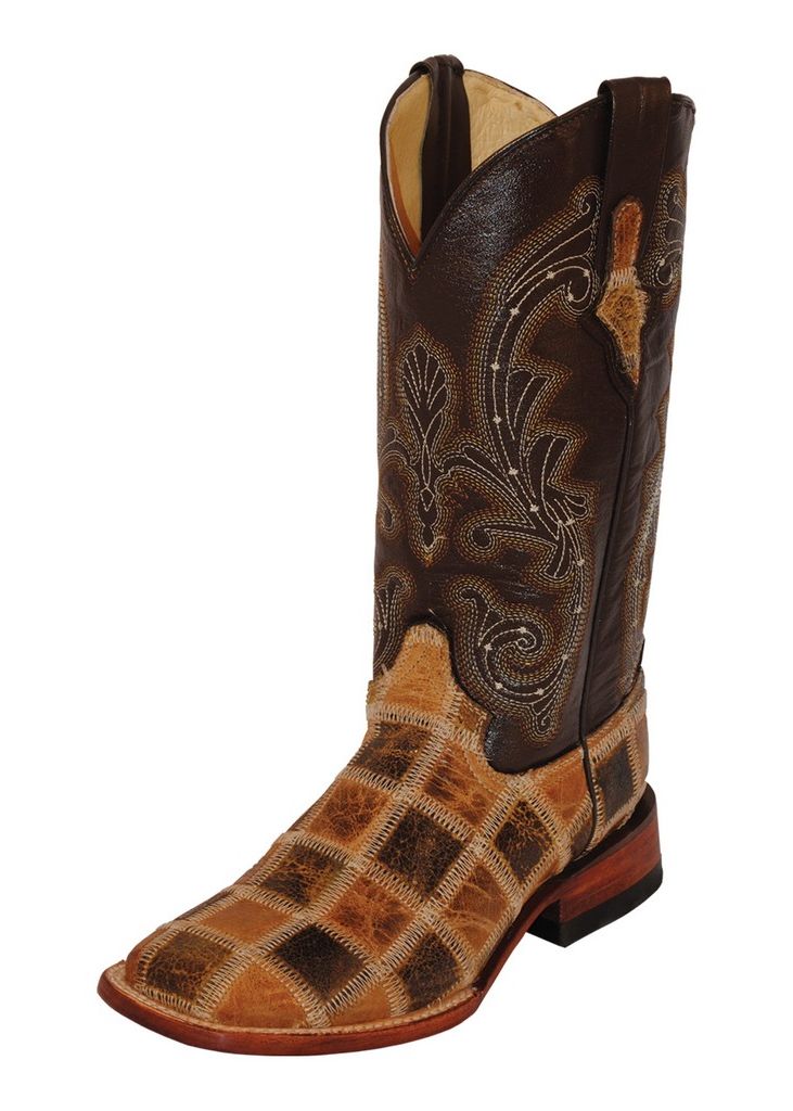 Ferrini Western Boots Womens Patchwork Square Toe Chocolate 81393-15 ...
