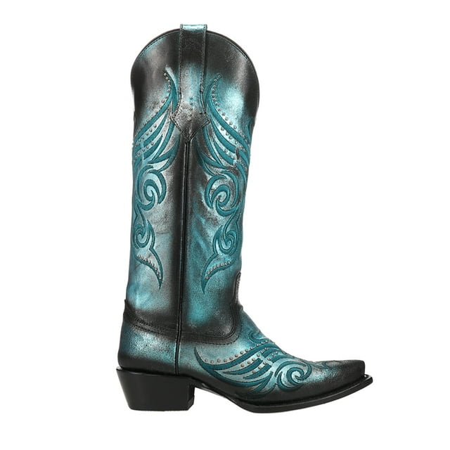 Ferrini Womens Masquerade Metallic Studded Snip Toe Cowboy Tall Boots ...