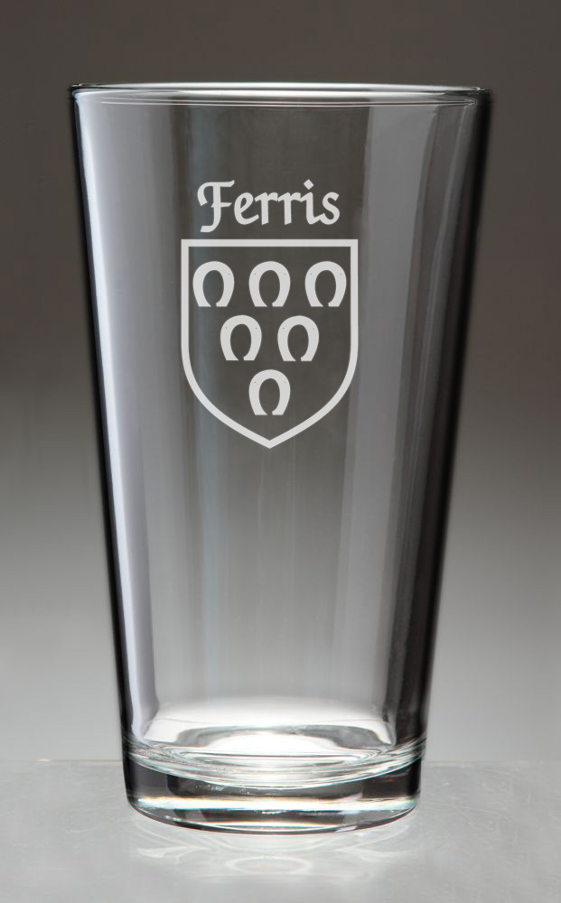 Ferris Irish Coat of Arms Pint Glasses - Set of 4 (Sand Etched ...