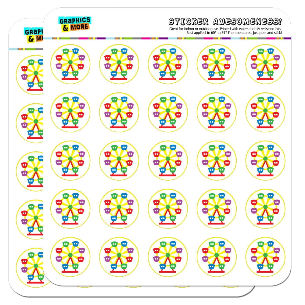 Ferris Wheel Amusement Park Ride 1" Scrapbooking Crafting Stickers ...
