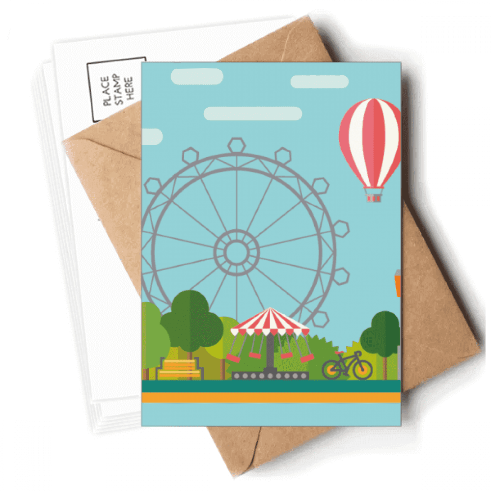 Ferris Wheel Balloon Amusement Park Postcards Envelopes Blank Note ...
