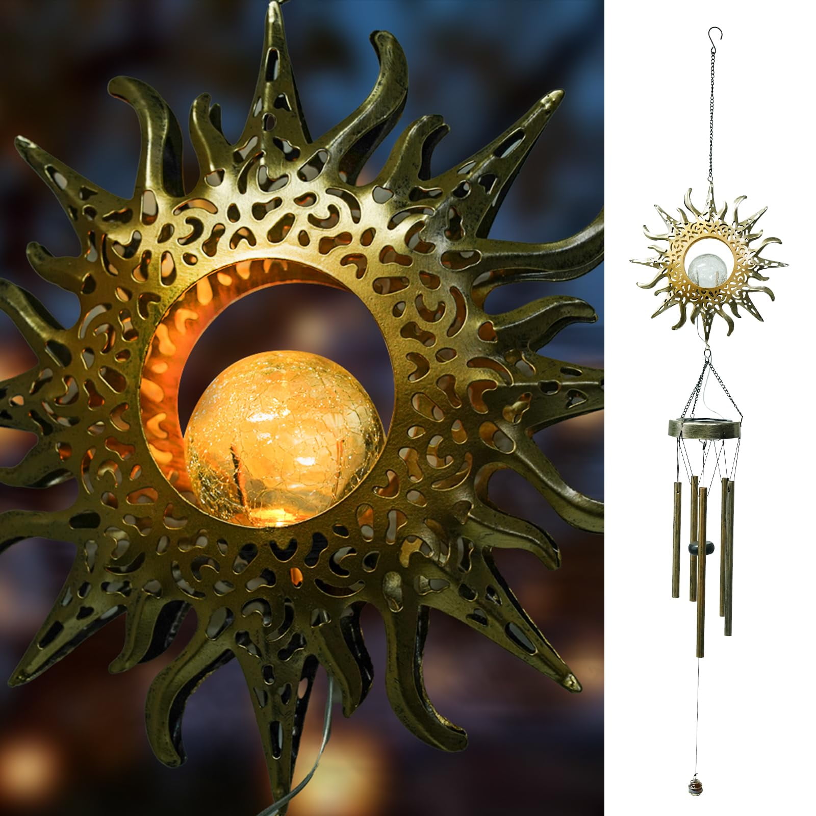 Ferrisland Solar Wind Chimes for Outside Clearance, Sun Windchimes ...