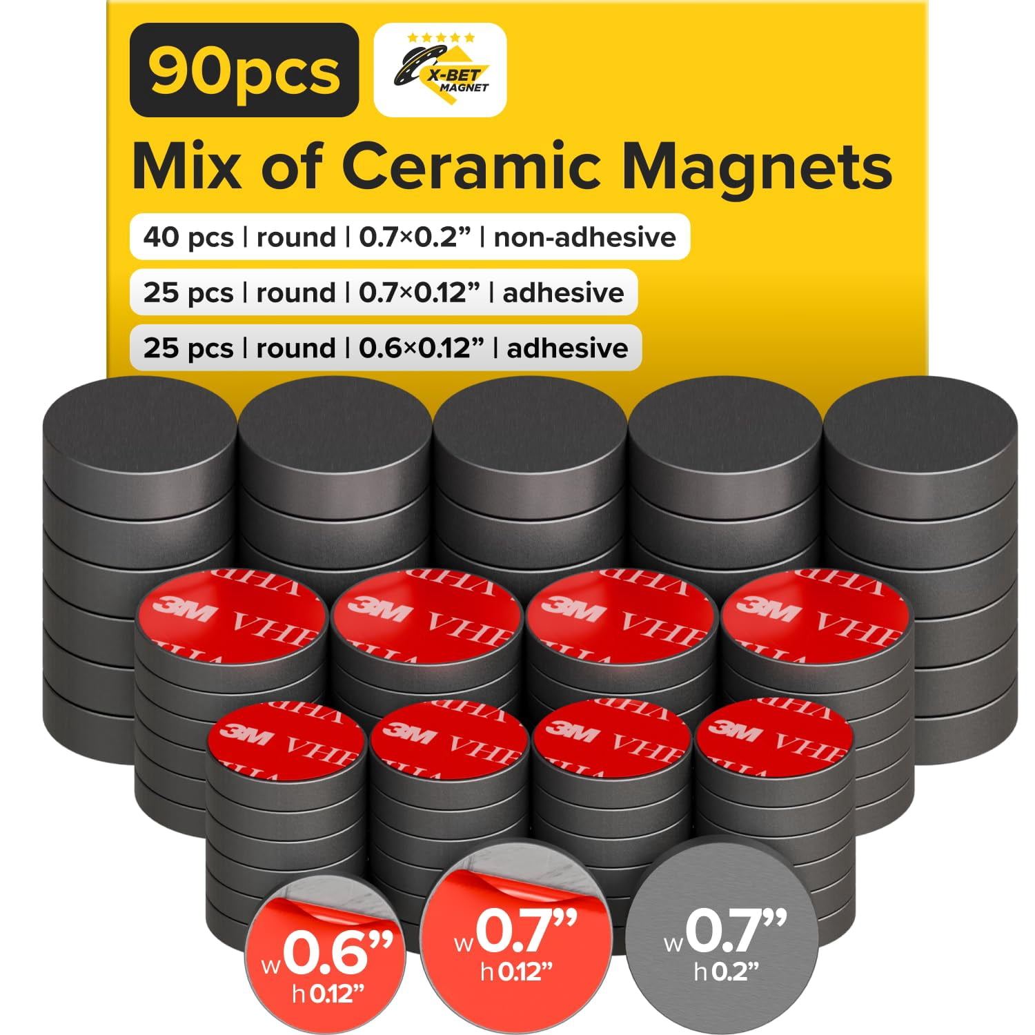 Ferrite magnet 90 pack include 40 of 0.7" x 0.2" Non-Adhesive，25 of 0.7 ...