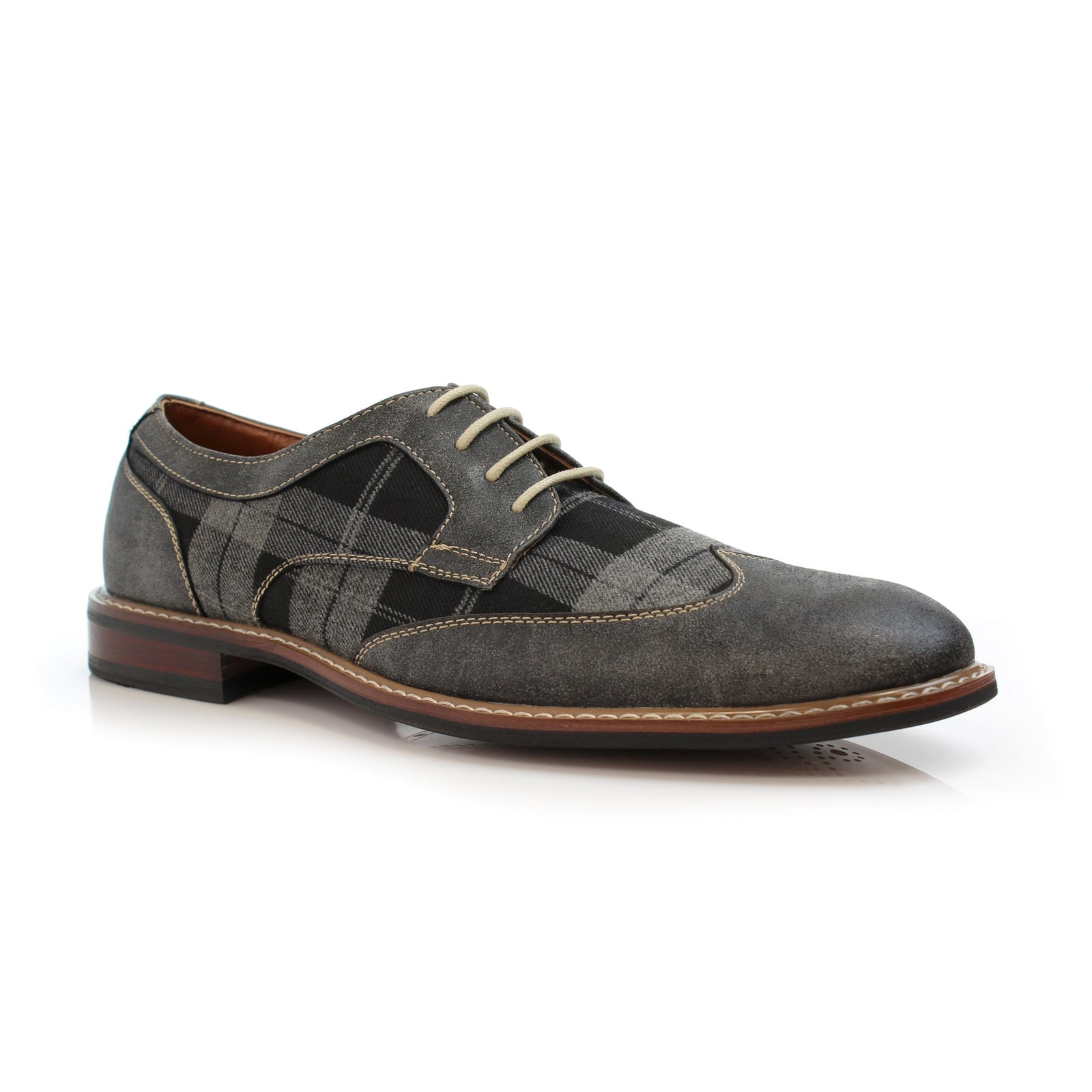 Ferro Aldo Julian MFA19266A Mens Wingtip Two Tone Oxford Plaid ...