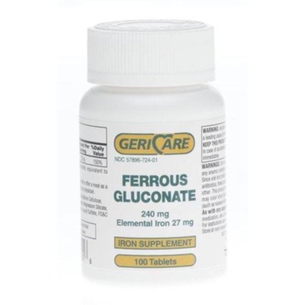 GeriCare Ferrous Gluconate Iron Supplement - 240mg, 100 Count Bottle ...