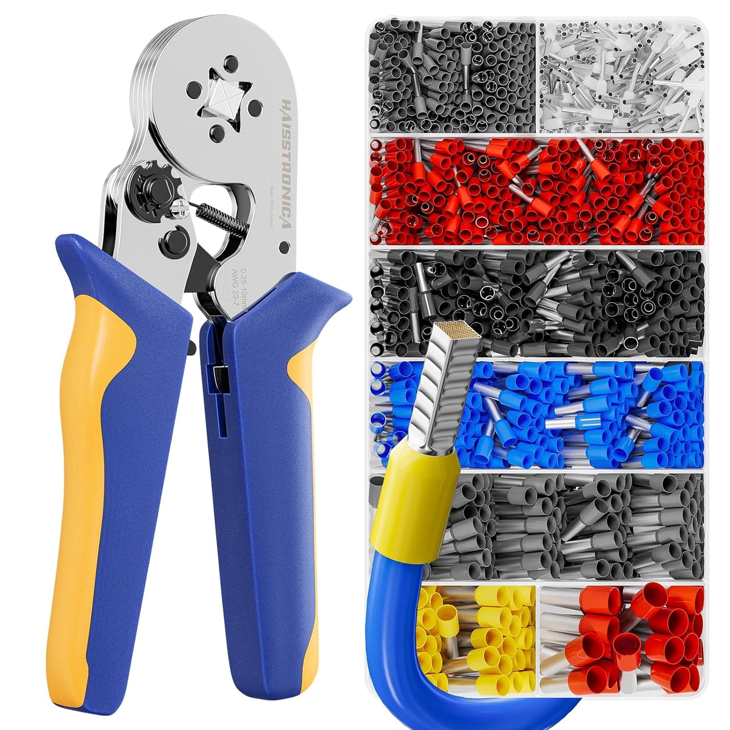 Ferrule Crimping Tool Kit AWG 23-7 Wire Ferrules Crimper with 2500pcs ...