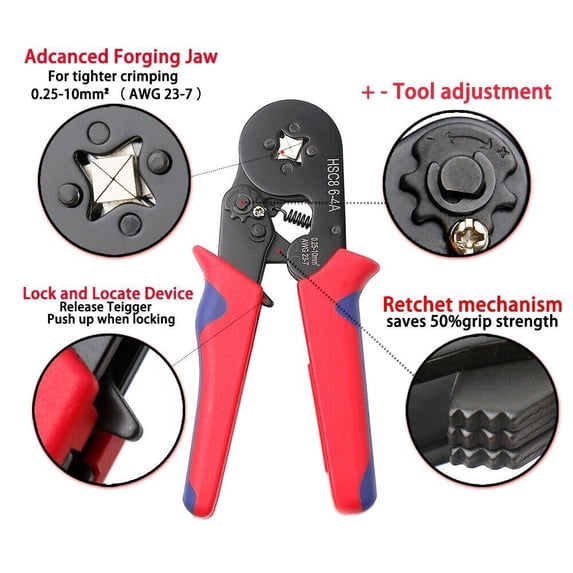 Ferrule Ratchet Crimper Plier Crimping Tool Cable Wire Electrical ...