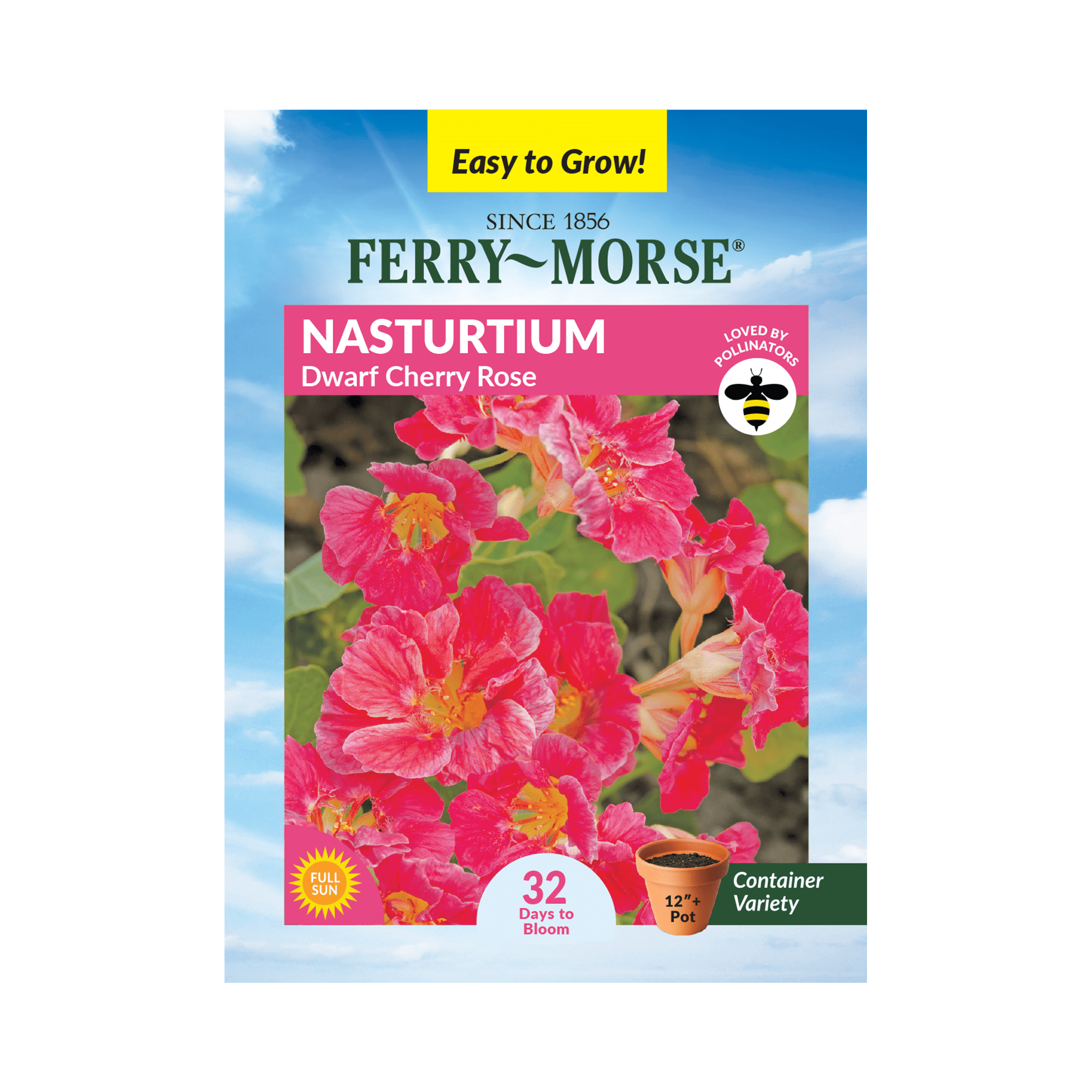 Ferry-Morse 1.9G Nasturtium Dwarf Cherry Rose Annual Flower Seeds, Full ...
