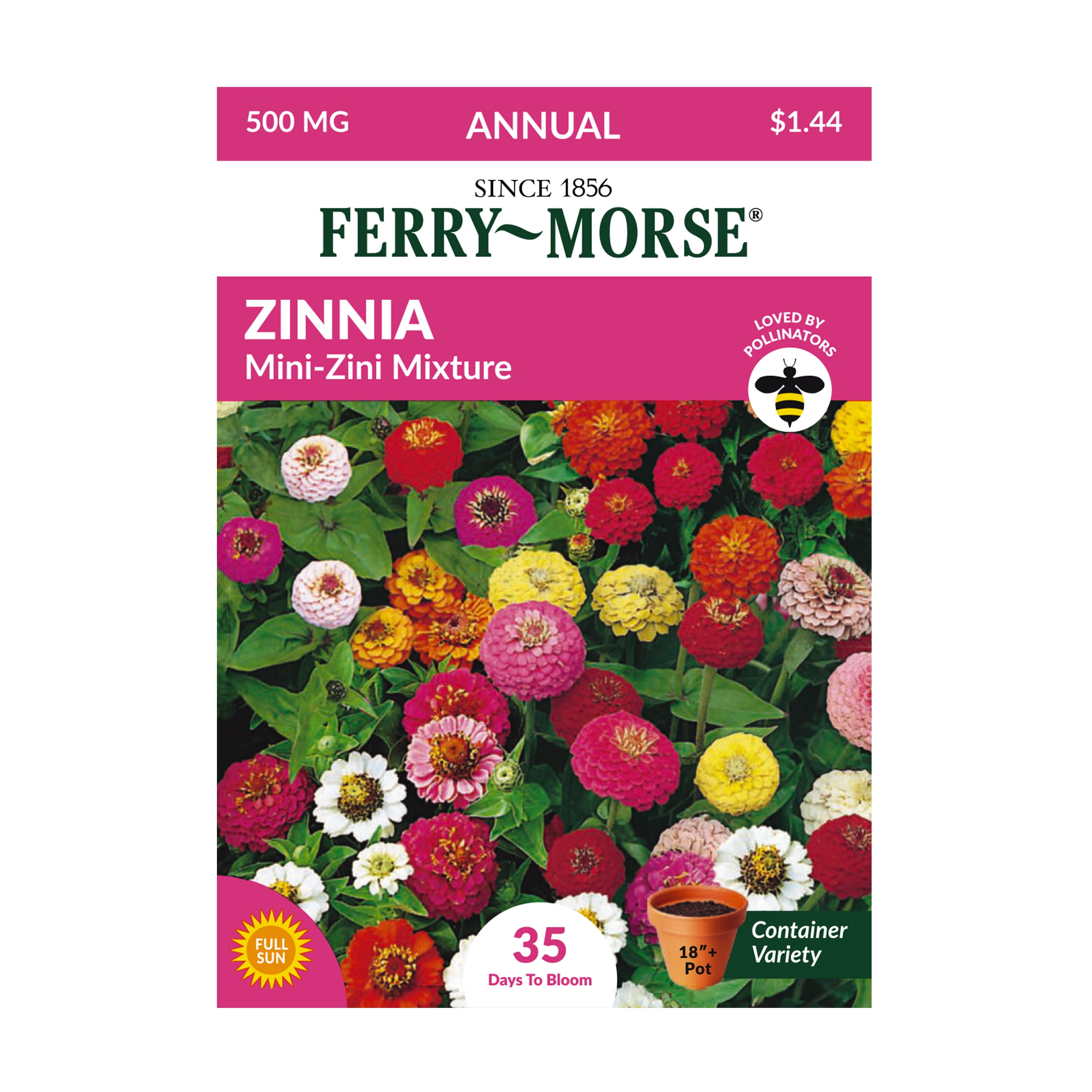 Ferry-Morse 1G Zinnia Mini-Zini Mixture Annual Flower Seeds Full Sun ...