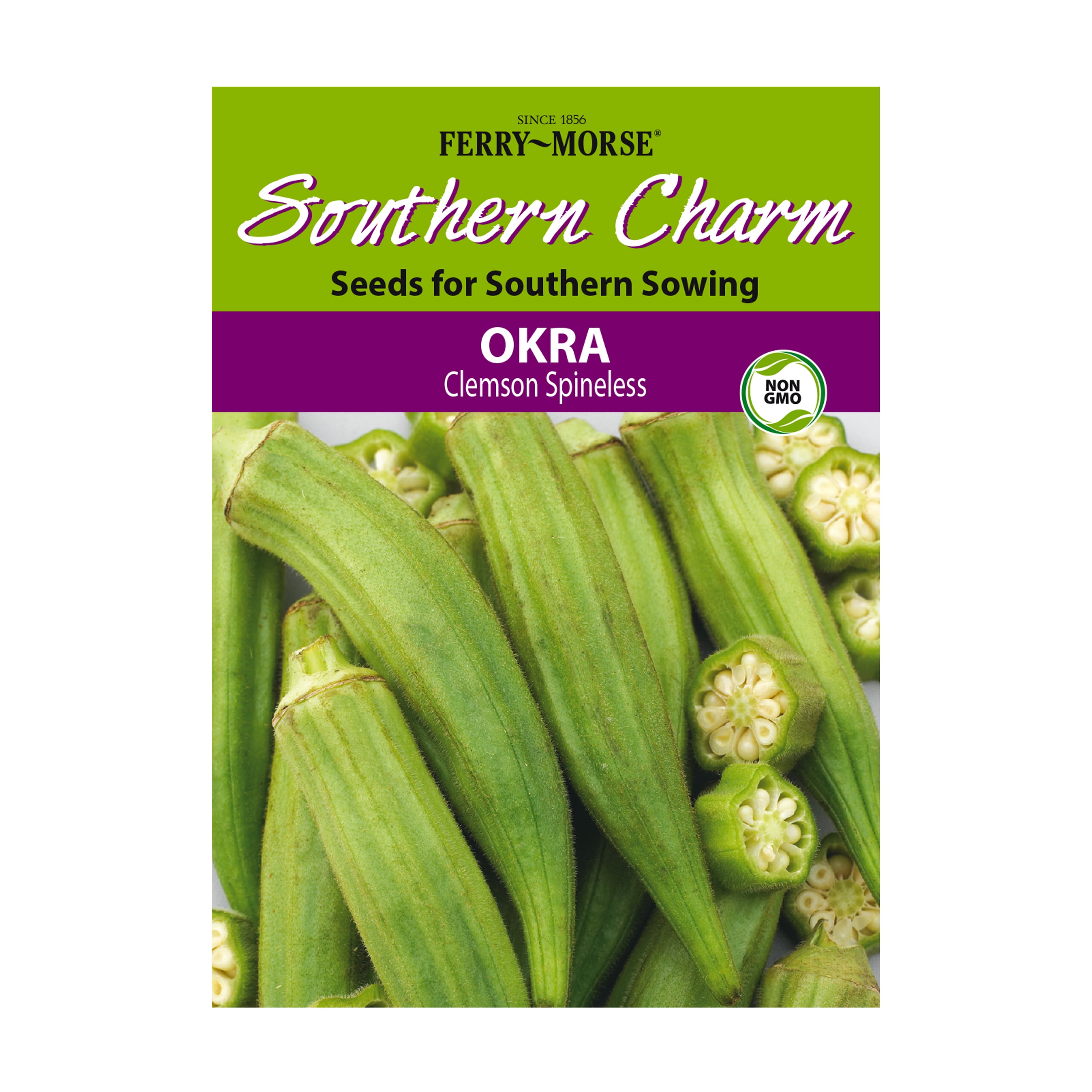 Ferry-Morse 35MG Okra Clemson Spineless #80 Vegetable Plant Seeds, Full ...