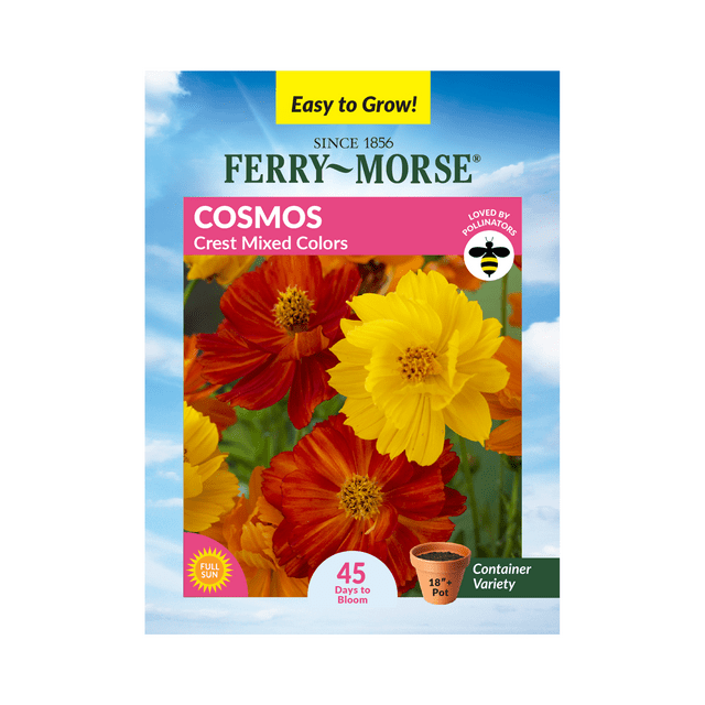Ferry-Morse 400MG Cosmos Crest Mixed Colors Annual Flower Seeds, Full ...