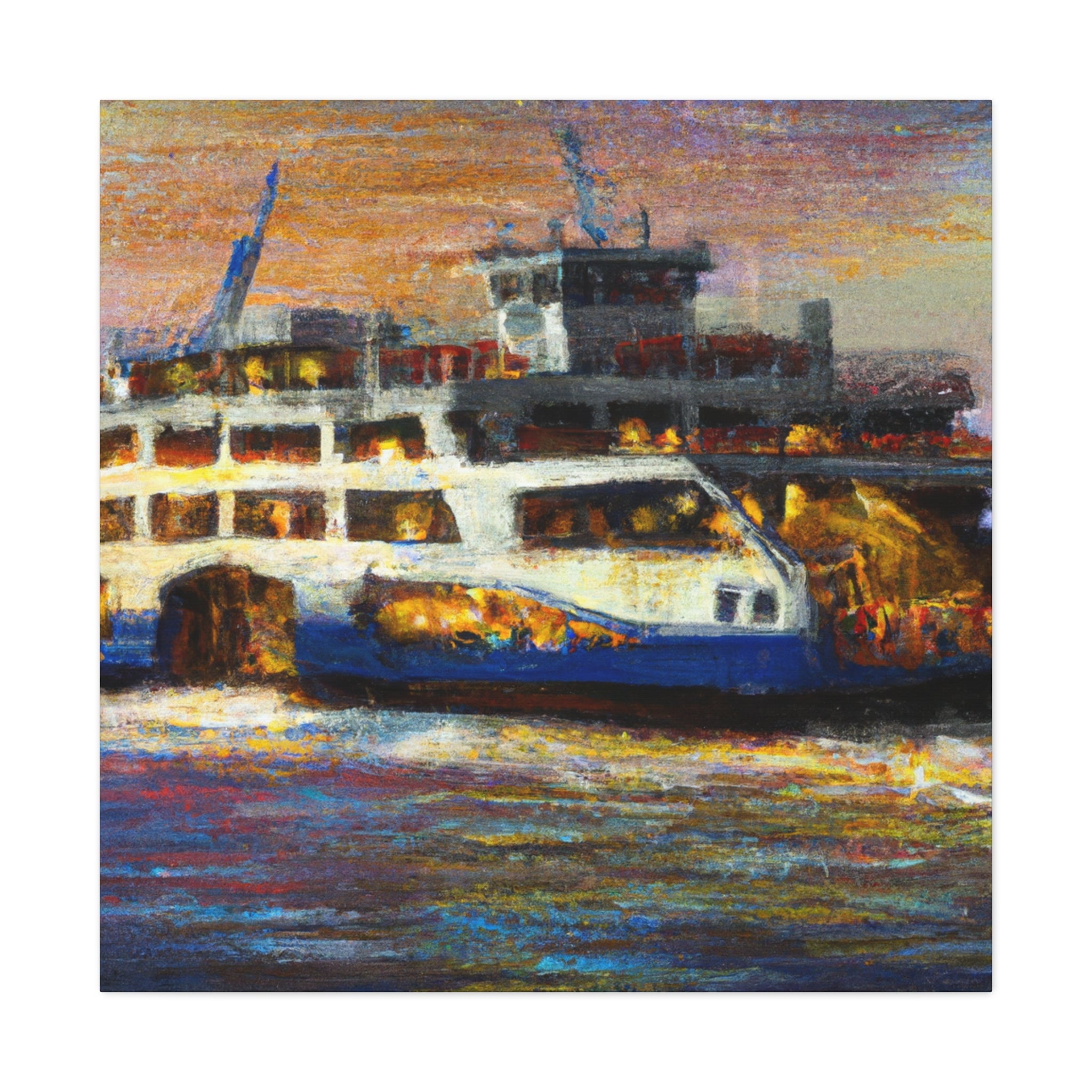 Ferry at Sunset Glow - Canvas - Walmart.com