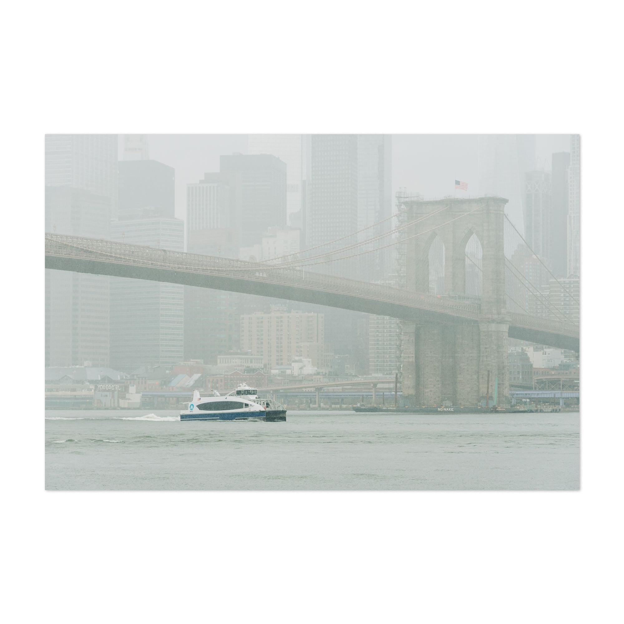 Ferry in the Rain, East River - Brooklyn New York Photography Bridge ...