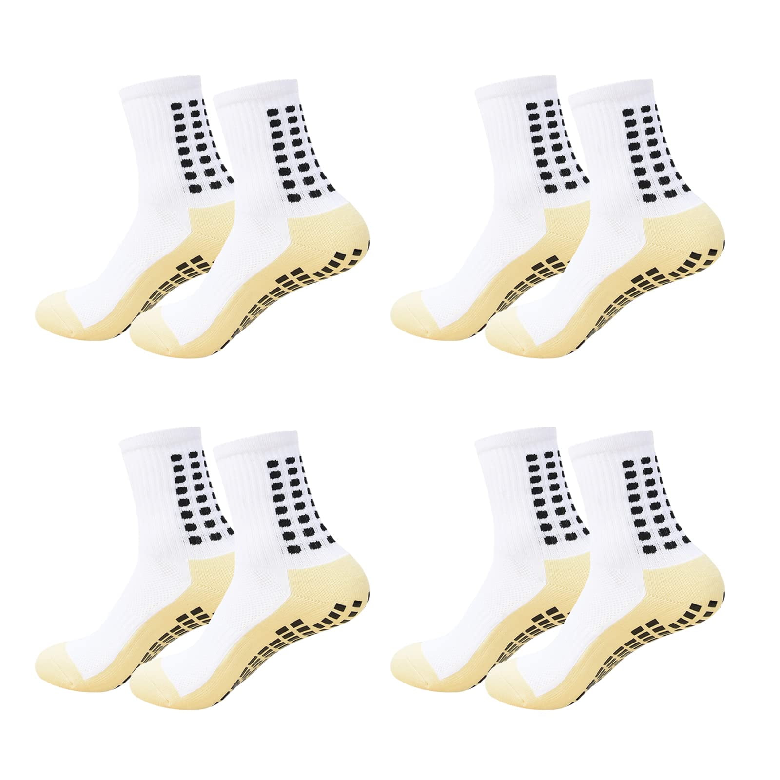 Ferswe Athletic Compression Grip Soccer Socks (Men's), Black (4-Pack ...