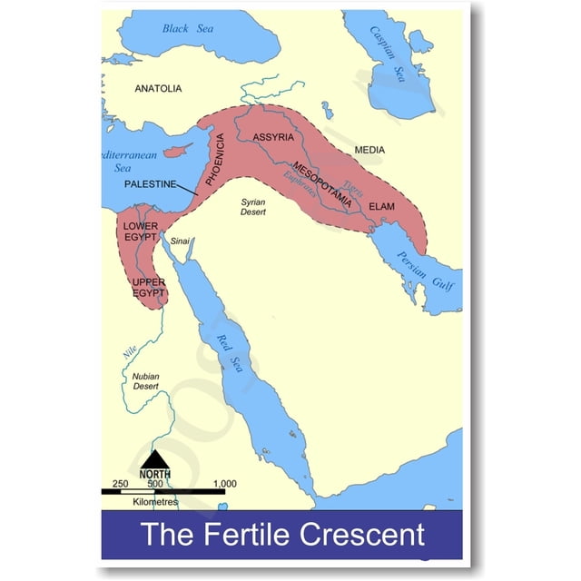 Fertile Crescent Map Ancient Civilizations Classroom Poster - Walmart ...