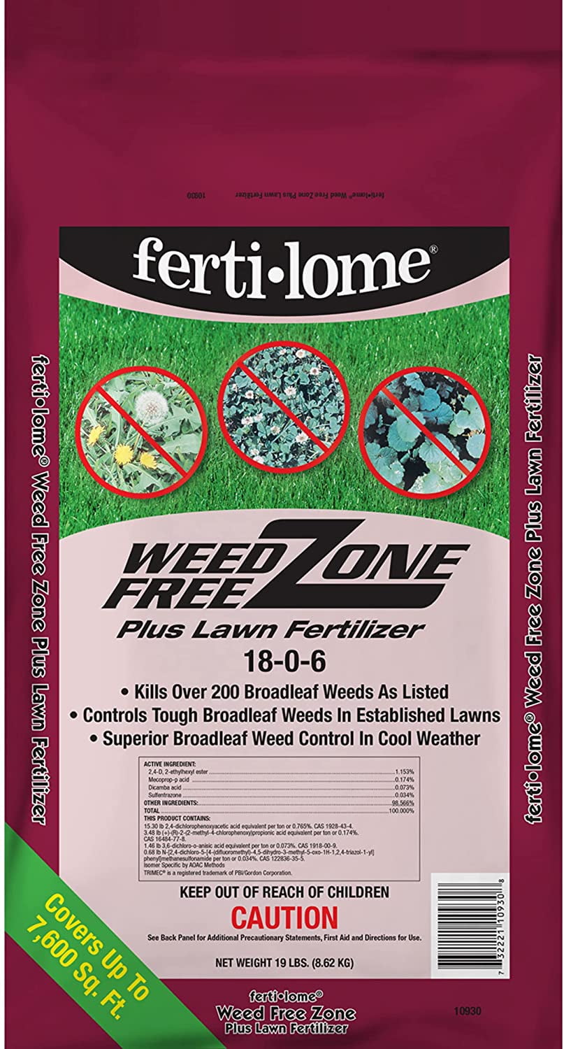Fertilome Weed Free Zone Lawn Fertilizer 18-0-6, Spring Application, 19 ...
