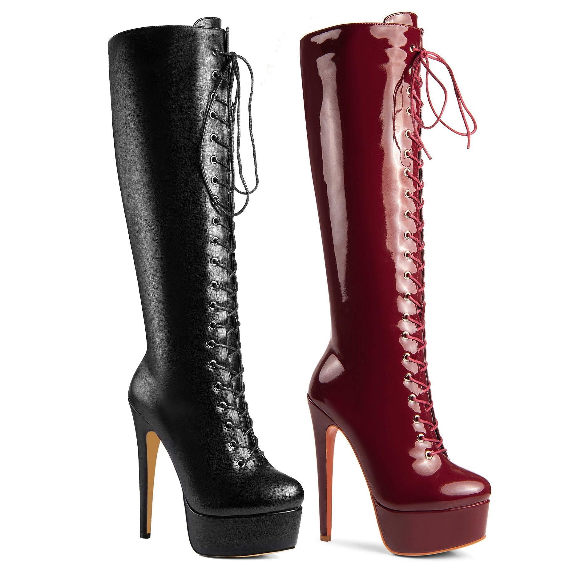 Ferwind Women's High Fashion Ultra High Stiletto Heels Platform Lace Up ...