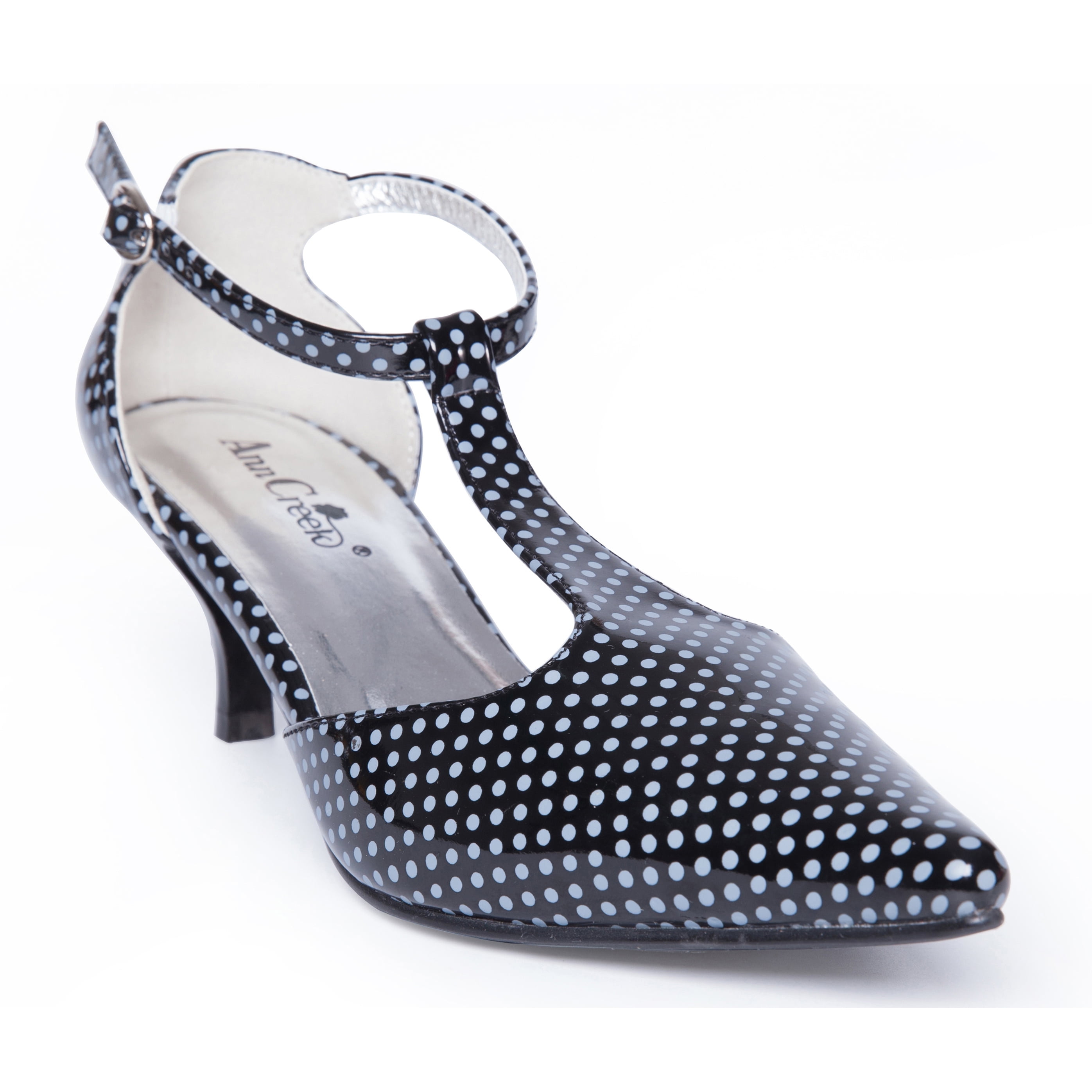 Ferwind Women's Kitten Heel T-Strap Sandals Polka-dot Assorted Colors ...