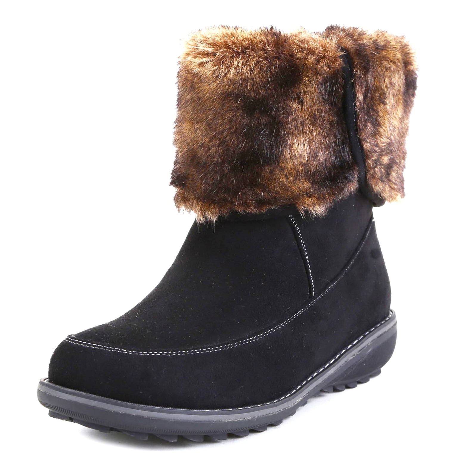 Ferwind Women's Slouch Upper Fur Trim Winter Wedge Heel Ankle Boots ...