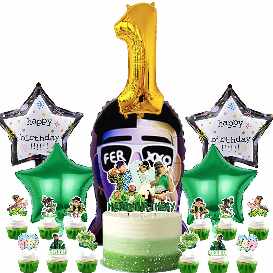 Ferxxo Party Supplies 1st Decor Kit Balloons Birthday Cake Topper ...
